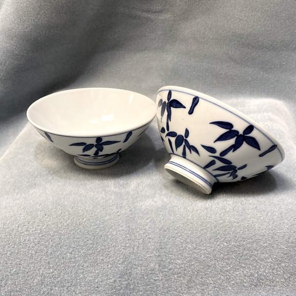 unbranded | Dining | Japanese Rice Bowls Set Of 2 Blue Bamboo Pattern ...